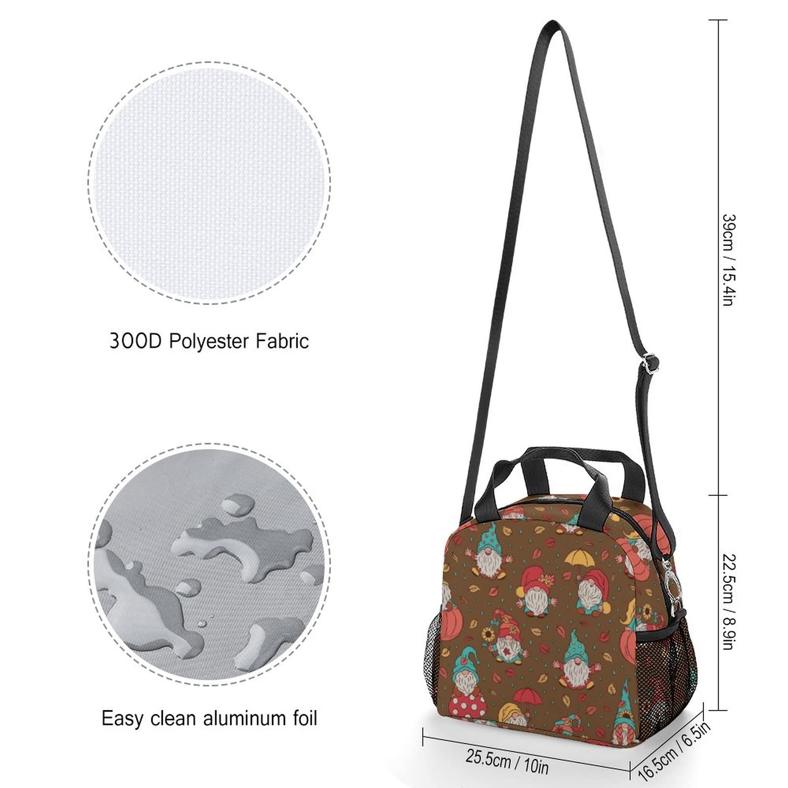 Cute Gnomes Lunch Bag for Women Men, Portable Insulated Lunch Box, Lunch Tote Bag for Work Outdoor