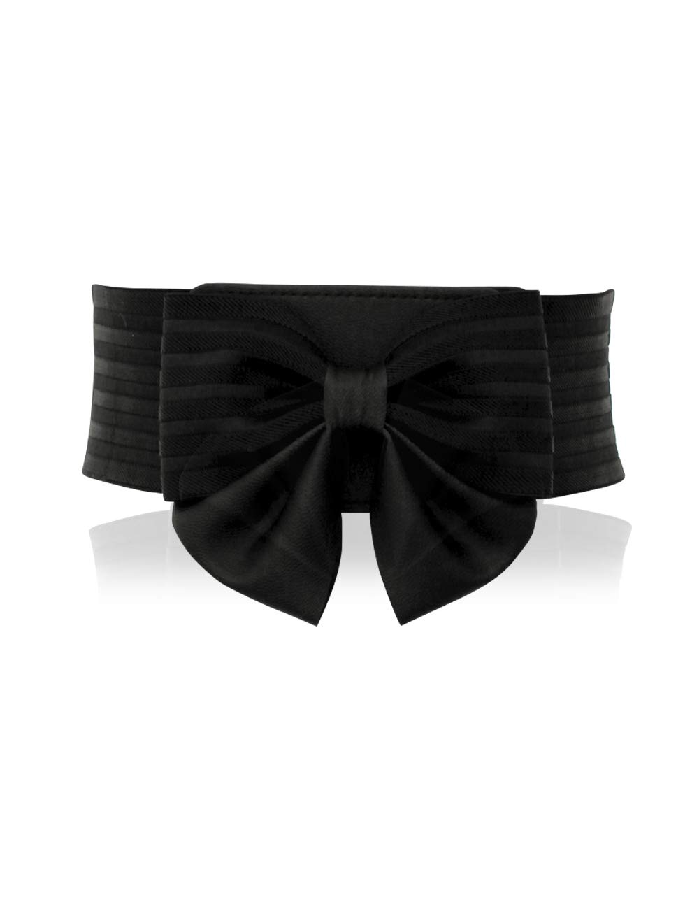 YALEMEI Women's Cute Bow Wide Elastic Waist Belt - Adorable Accessory Dress, Black, Medium