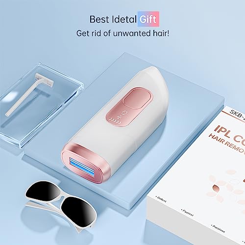 Laser Hair Removal Device with Cooling Function for Women and Men, At-Home Permanent IPL Hair Removal with Latest Dual ICE Technology, Unlimited Flash for facial Legs Arms Whole Body Use