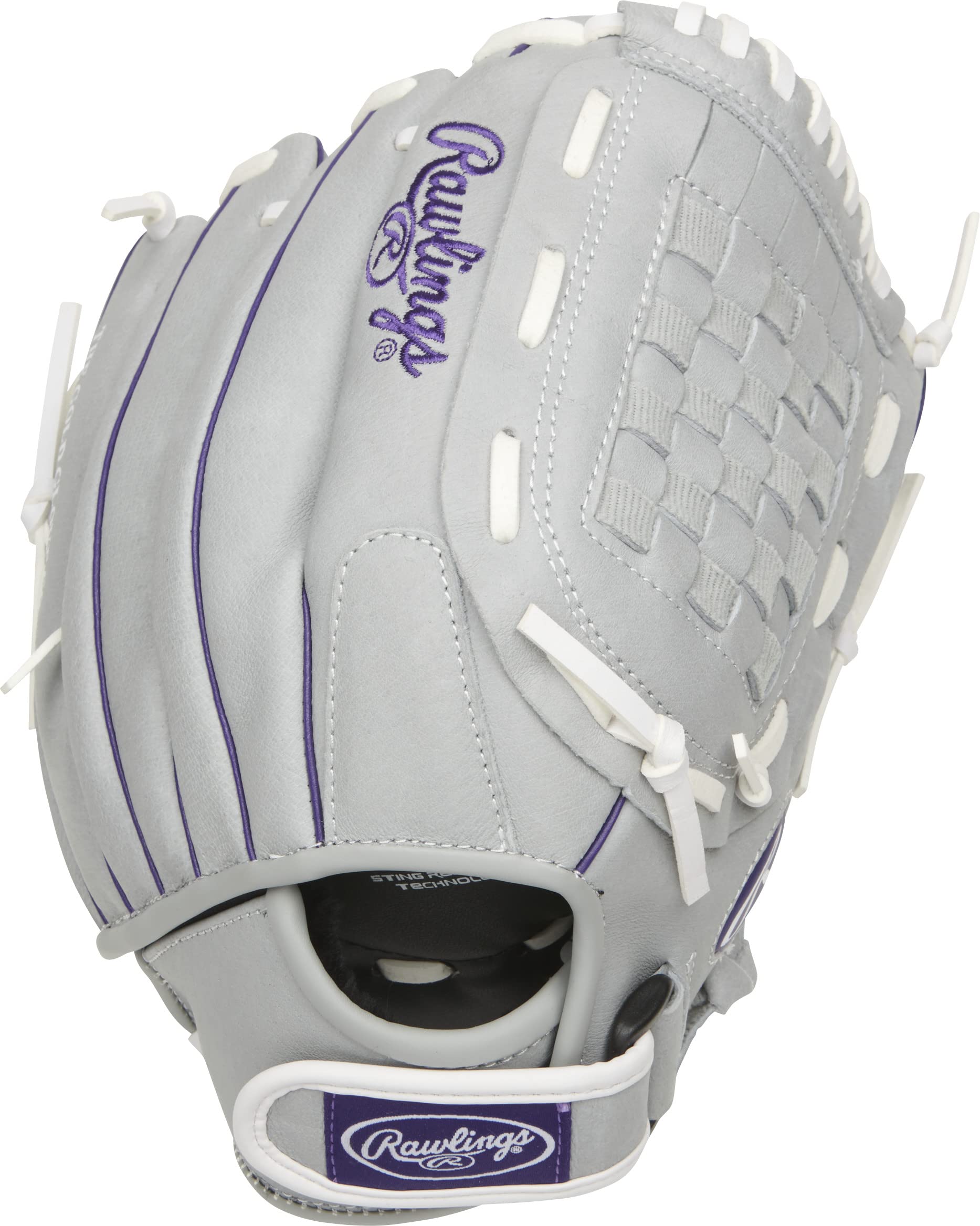 Rawlings | Sure Catch Series Fastpitch Softball Glove | Purple/Grey/White | RHT | 12'
