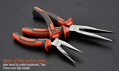 Edward Tools Pro-Grip Needle Nose Pliers 6” - Hard Carbon Steel Jaws - Spring Loaded Design for Easier Use - Ergo Soft Handle with Safety Ridge - Long Reach for Home, Fishing, Jewelry, Crafts (1)