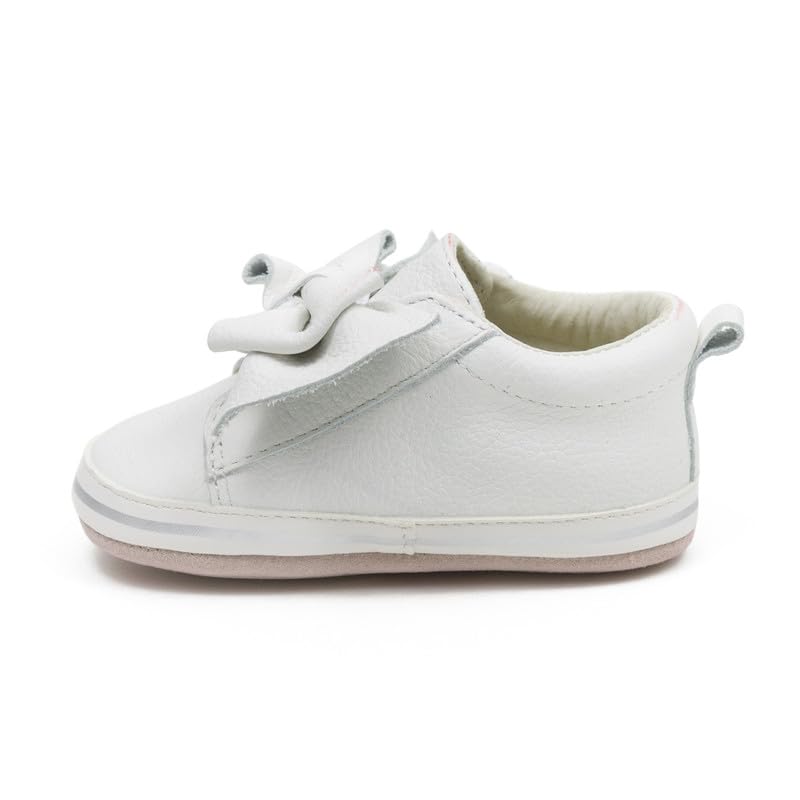 Robeez First Kicks Baby Girl and Unisex Shoes & Sneakers for Infant/Toddlers - 0-24 Months White Leather