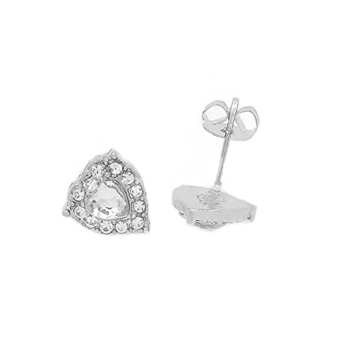 Chakrit Women's Earring Crystal Rhinestone Heart Studs 925 Sterling Silver Jewelry Gift for Women Mom Wife