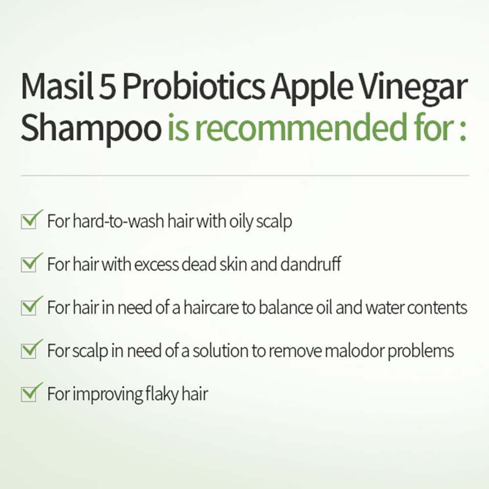 Masil 5 Probiotics Apple Cider Vinegar Shampoo 1Pack(0.3floz X 20ea) Travel Portable Reduces Itchy Scalp Dandruff Frizz Sulfate Free Restores Shine Clarifying Vitamin E Optimal pH level