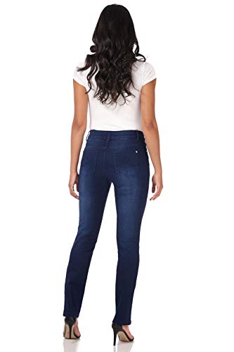 Rekucci Women's Secret Figure Premium Denim Straight Leg Pull-On Jean (10, Ink Blue Sandblast)