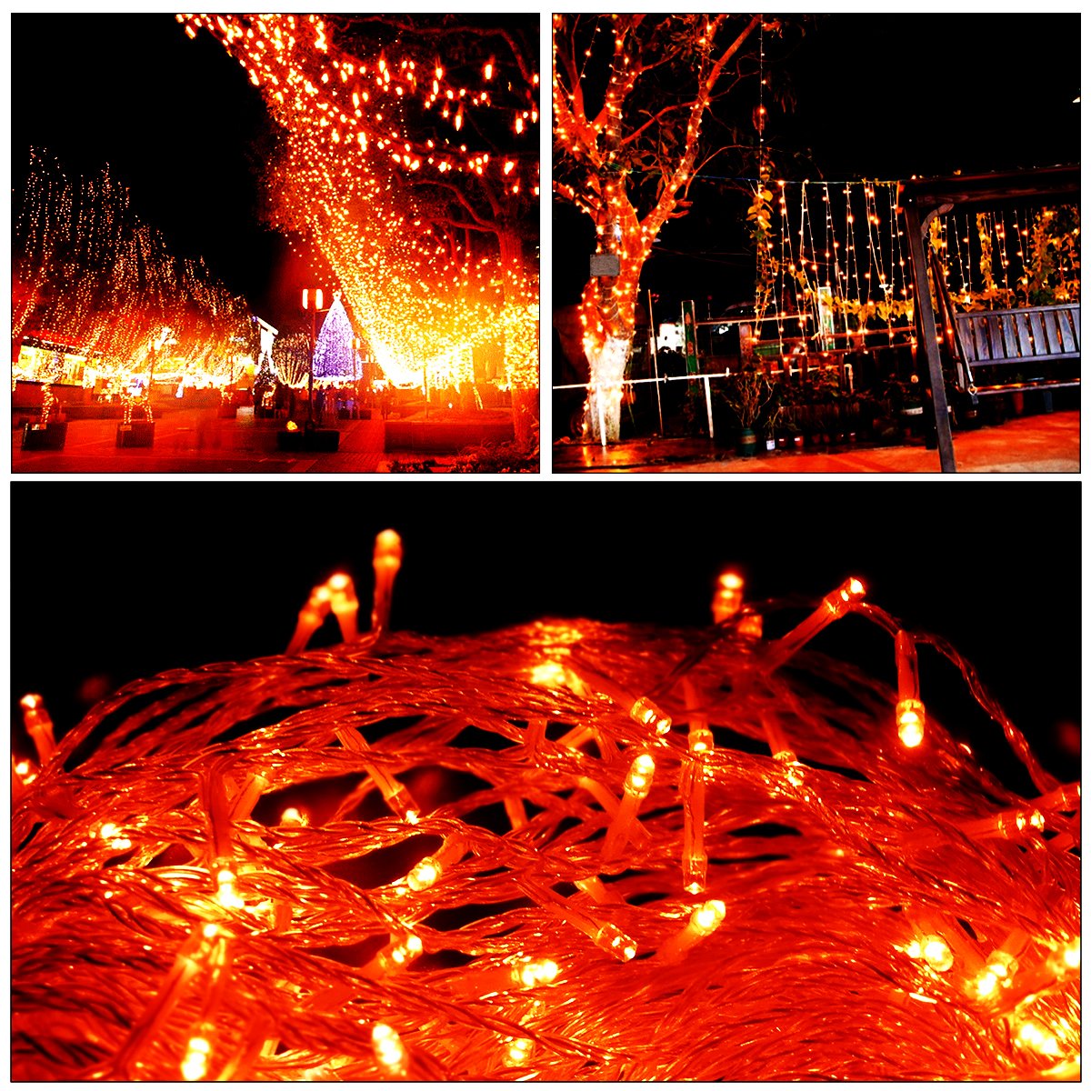 Orange String Lights, 164FT/50M 300 LED Orange Lights,8Modes,LDTX UL Certified Fairy Ambiance Lighting for Wedding,Party,Garden,Patio,Yard,Home,Parties, Halloween