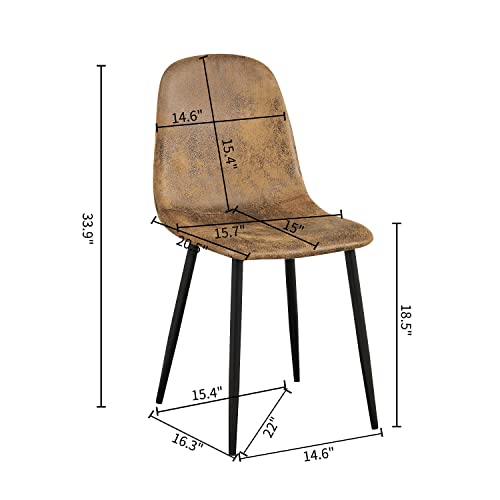 HOMY CASA Dining Chairs Set of 6, Modern Mid-Century Style Dining Room Side Chairs Accent Chairs with Black Metal Legs Comfortable for Kitchen Lounge Farmhouse, Rustic Brown, 6PCS(Only Chairs)