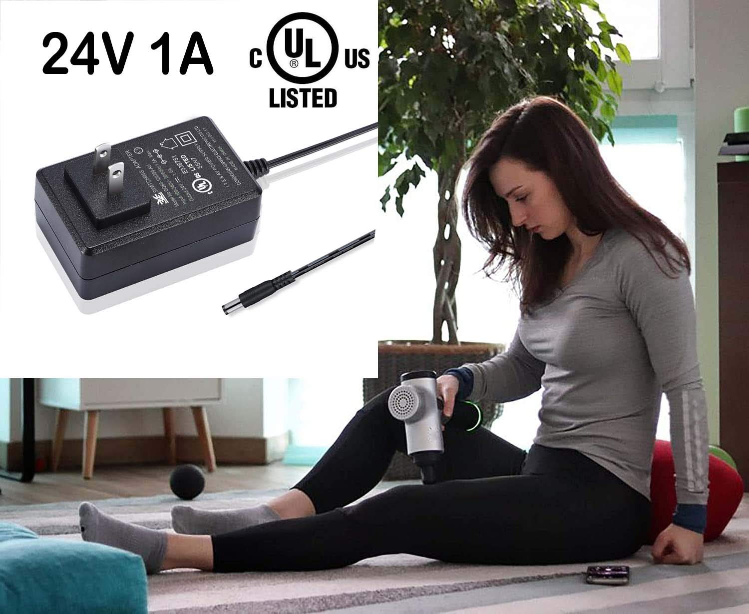 Massage Gun Charger with 8pcs DC Header, 24V/1A Massage Gun Charger Output: DC 24V or 25.2V-0.6A Massage Gun Power Cord Muscle Blaster