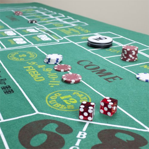Craps Essentials Triple Pack Bundle - Set Includes Table Felt with Craps Layout, Dice, On/Off Puck - Authentic Casino Dice Games, Complete Vegas Night Experience - Great Gaming Gambling Fan Gift