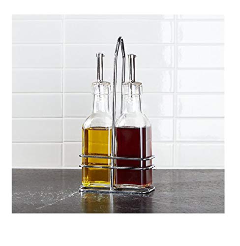 Crate & Barrel 2-Piece Oil & Vinegar Cruet Set: one of each style. 4.5"Wx2.5"Dx9.5"H