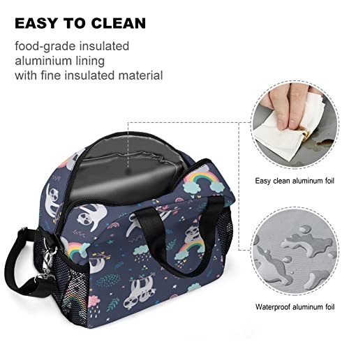 Cute Sloths Lunch Bag for Women Men, Portable Insulated Lunch Box, Lunch Tote Bag for Work Outdoor
