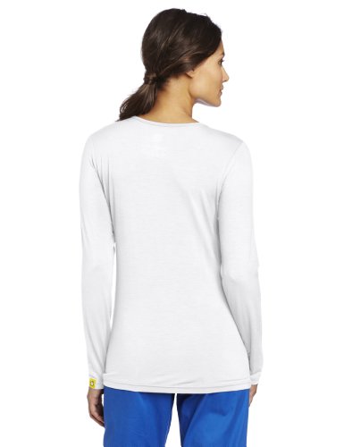 WonderWink Layers Women’s Silky Long Sleeve Tee — White, Medium