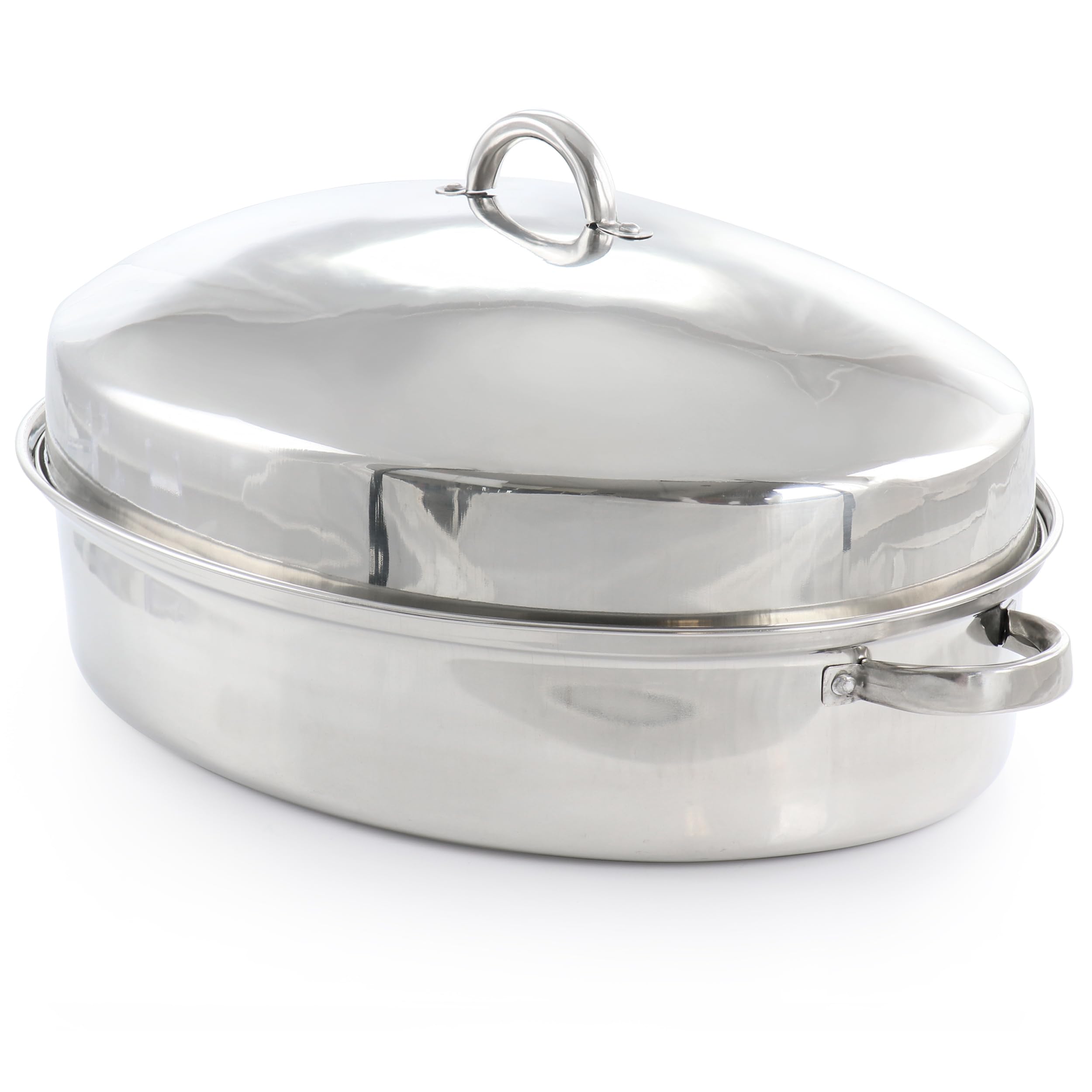 Gibson Home Hutchinson 18 Inch Oval Stainless Steel Roaster with Rack