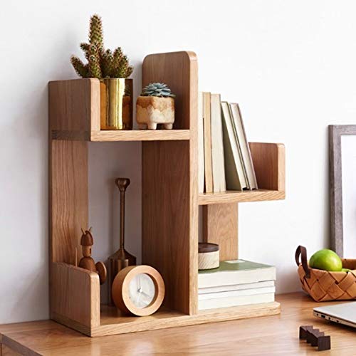 GELTDN Solid Wood Bookshelf Nordic Simple Storage Shelf Desk Bookcase,Simple Small Bookshelf with Wooden Desktop