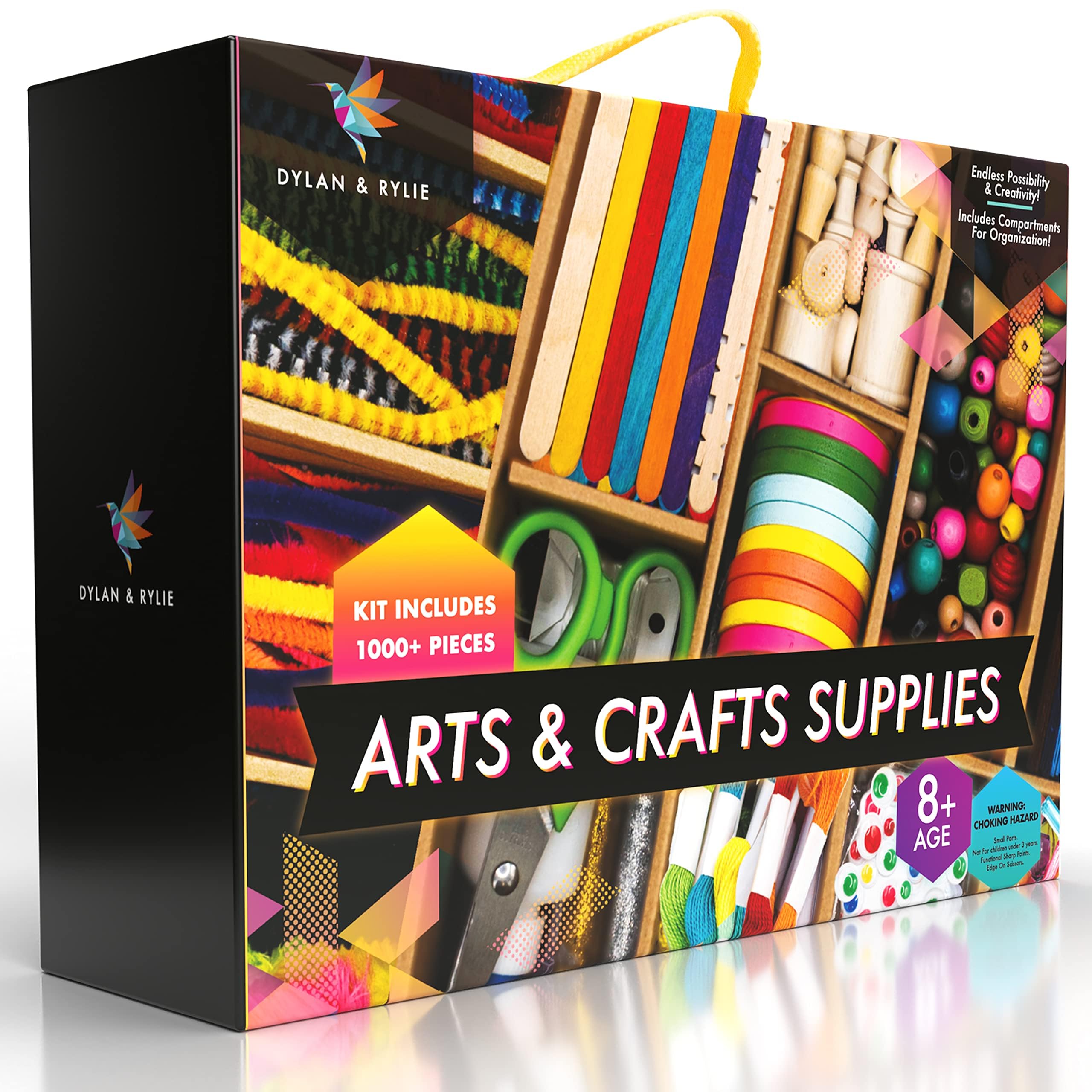 Dylan & Rylie Kids Arts & Crafts Kit - 1000+ Piece Creative Supplies Set for Ages 4-12, Ideal for Fun & Learning