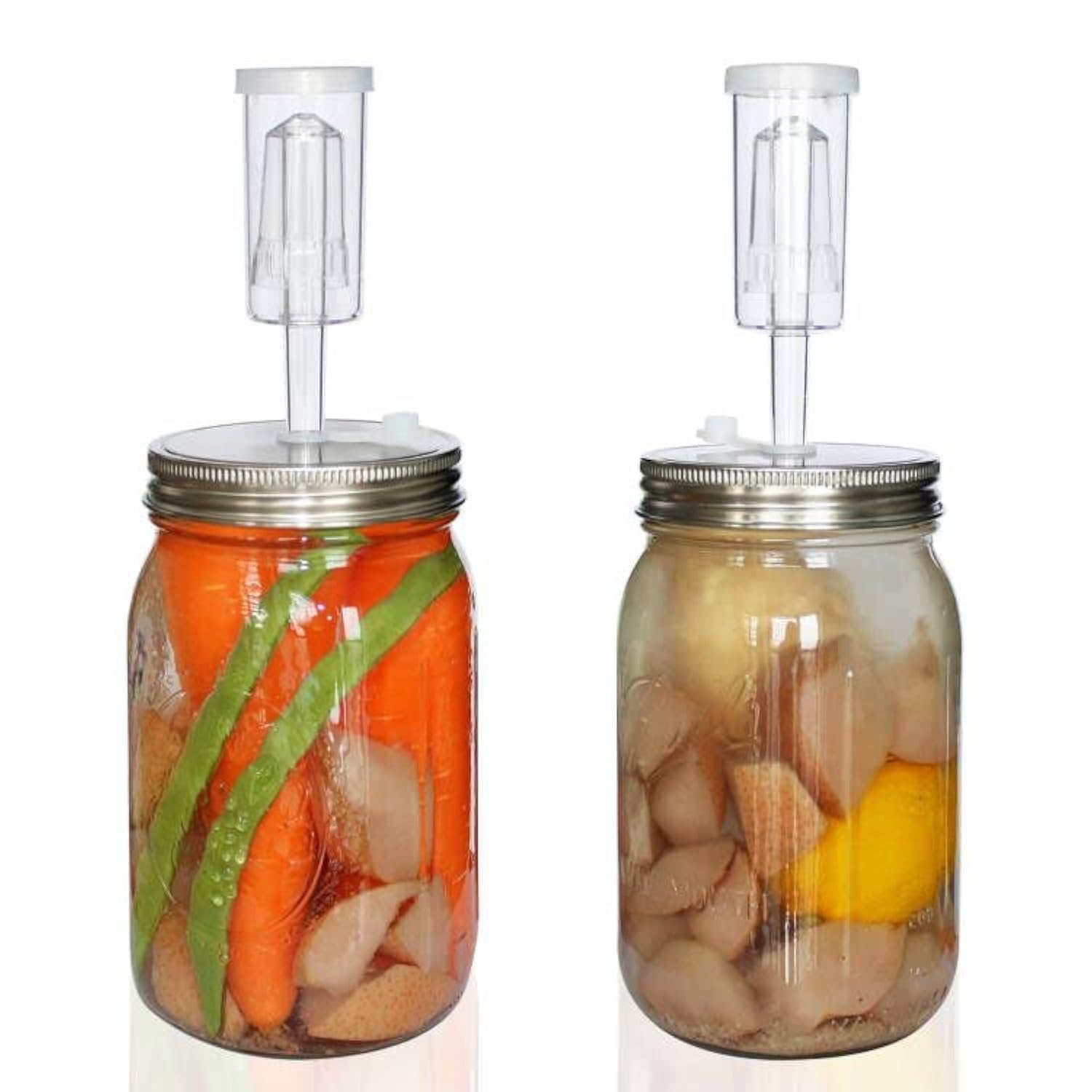 laffeya Fermentation Lids, Fermentation Kit- 2 Mason Jars Fermenting Lids, 2 Airlocks for Fermenting, 4 Grommets, Fermentation Kit for Making Hot Sauce Pickle Kombucha (Jars Not Included)