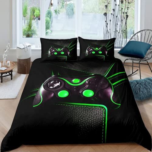 ZCMZMP Quilt Cover for Gamers. Three-Piece Electronic Game Controller, Game Controller Pattern, Gift for Children. (Gamepad4,Queen)