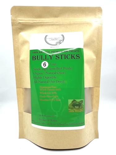 ELITE TREAT Natural Odor Bully Sticks for Dogs,Healthy Long Lasting Pizzle Chews Large (6 Inch, 12 Pack),Single Ingredient,All Natural,Free Range 100% Grass-Fed Beef,Grain-Free, Low Fat (Large)