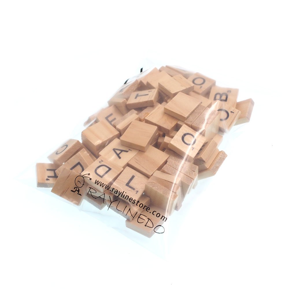 Raylinedo® 100X Wooden Scrabble Tiles Letter Alphabet Scrabbles Number Crafts English Words LOWERCASE MIXED