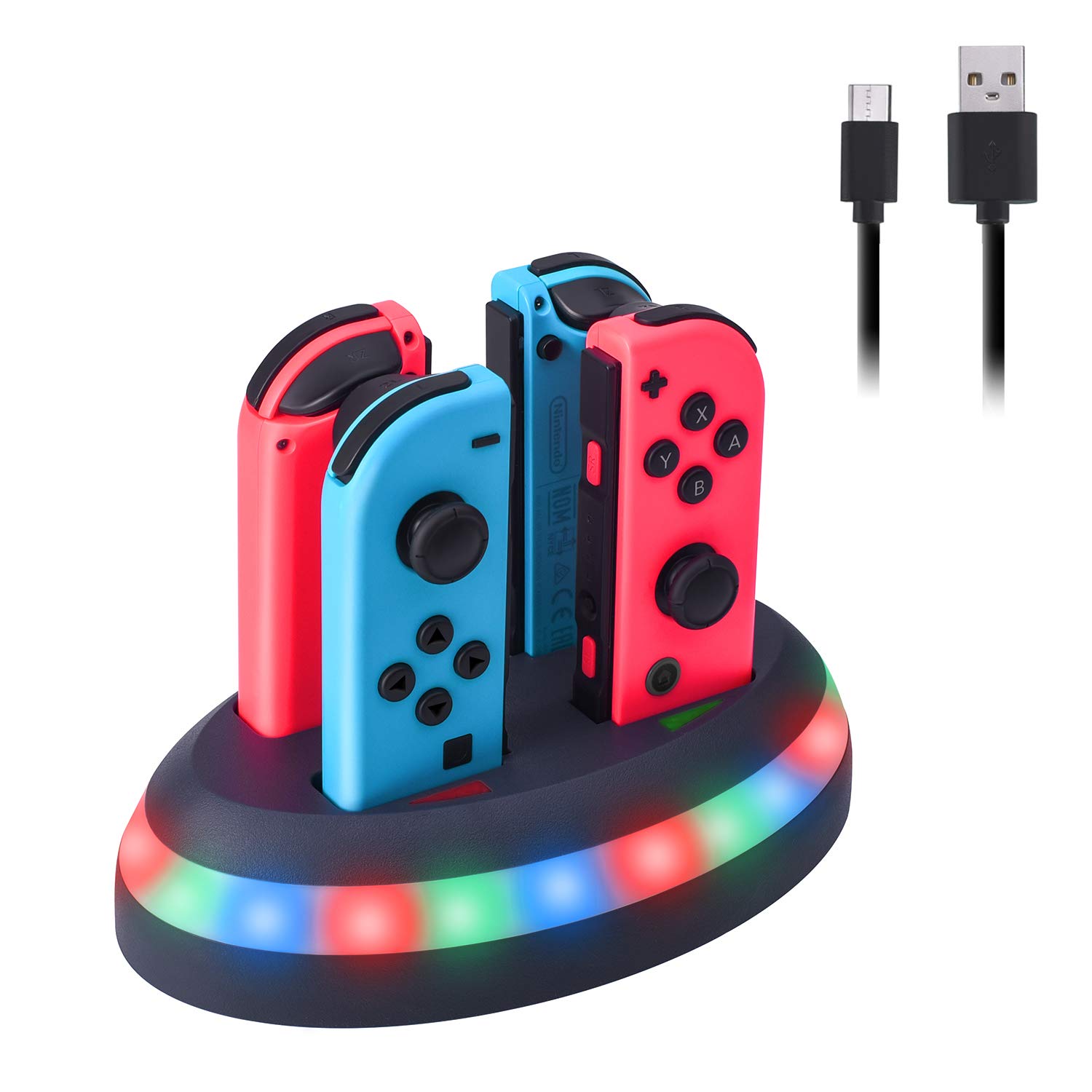 Charger for Nintendo Switch 4 Joy Cons Controllers, Charging Dock for Joy-Con Switch with LED Indicator, Charging Station Holder for Joy Cons