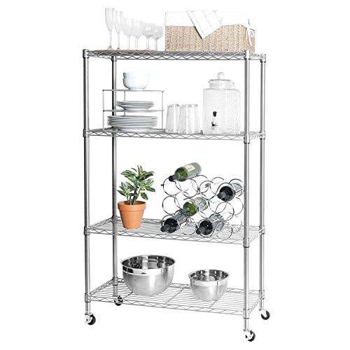 Seville Classics Solid Steel Wire Shelving Storage Unit Adjustable Shelves Organizer Rack, for Home, Kitchen, Office, Garage, Bedroom, Closet, Steel, 4-Tier, 36" W x 14" D