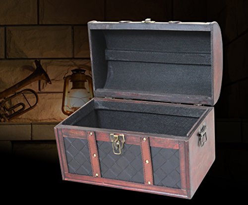 Vintiquewise(TM Wooden Leather Treasure Chest