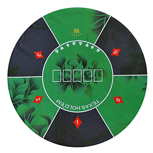 Craps and Roulette Table Felt Poker Tablecloth 1.2m Rubber Poker Tablecloth Blue Table Mat with Flower Pattern Casino Board Game Poker Poker Accessories 1PCS
