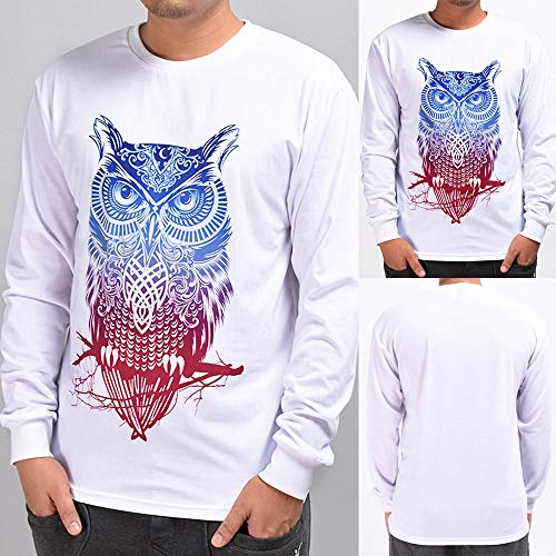 Sweatshirt for Men Thenlian Men's Autumn Casual 3D Print Hip Hop Long Sleeve Pullover Sweatshirt Top Blouse(White, L)