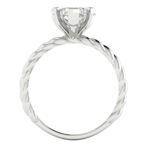 Clara Pucci 2ct Heart Cut Solitaire Rope Twisted Knot Moissanite 5-Prong Engagement Bridal Promise Anniversary Ring 18K White Gold 5.25