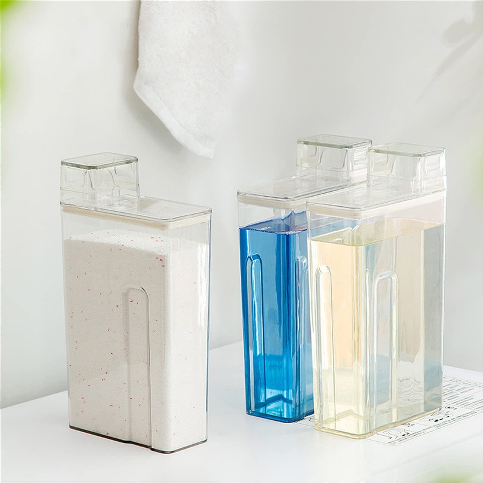 Food Storage Container 3PCS Cereal Container Airtight Keep Dry Pouring Storage Sealed Box 1230ml Laundry Detergent Sub Bottle Bathroom Laundry Powder Container Cereal Dispensers