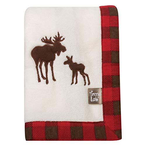Trend Lab Northwoods Framed Soft Fleece Receiving Blanket, Moose Applique, 30x40 Inch (Pack of 1)