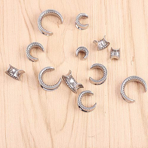 Casvort 2 PCS 8mm (0g) 316 Stainless Steel Vintage Saddle Plugs Ear Gauges Tunnels Piercing Stretchers Saddle Hangers for Weight