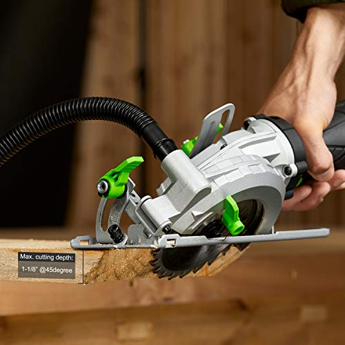 GALAX PRO 5.8 Amp 3500 RPM Circular Saw, Max. Cutting Depth 1-11/16"(90°),1-1/8"(45°)Compact Saw with 4-1/2" 24T and 40T TCT Blades, Vacuum Adapter, Blade Wrench, and Rip Guide