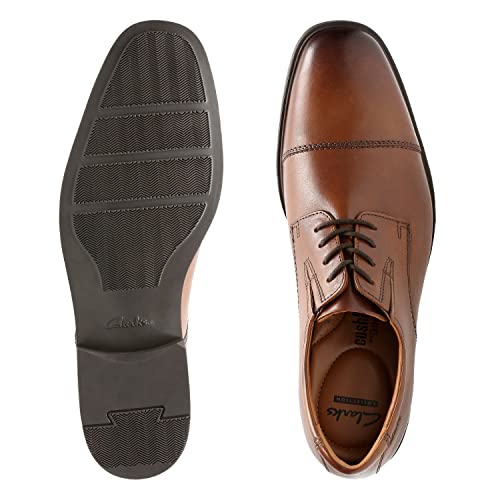 Clarks Men's Tilden Cap Oxford Shoe Dark Tan Leather 10.5 M