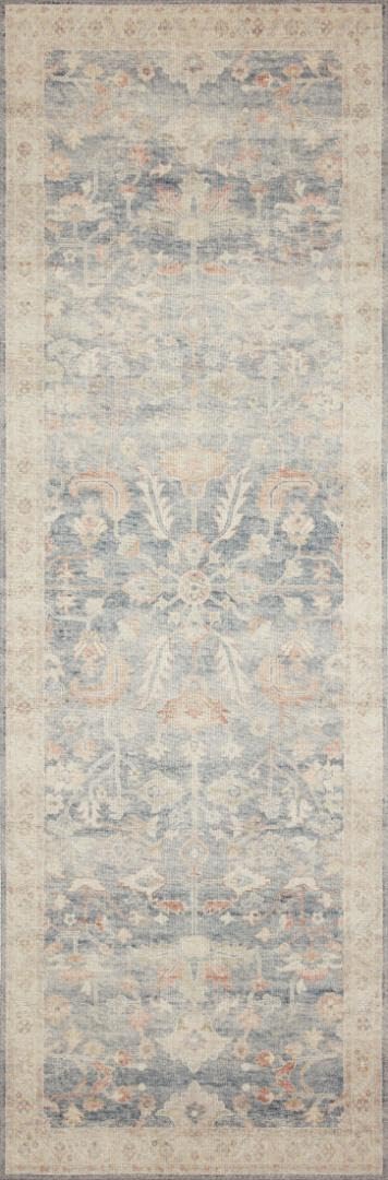 Loloi II Hathaway Collection HTH-02 Denim/Multi 2'-0" x 5'-0", .25" Thick, Accent Rug, Soft, Durable, Printed, Modern, Low Pile, Non-Shedding, Easy Clean, Living Room Rug