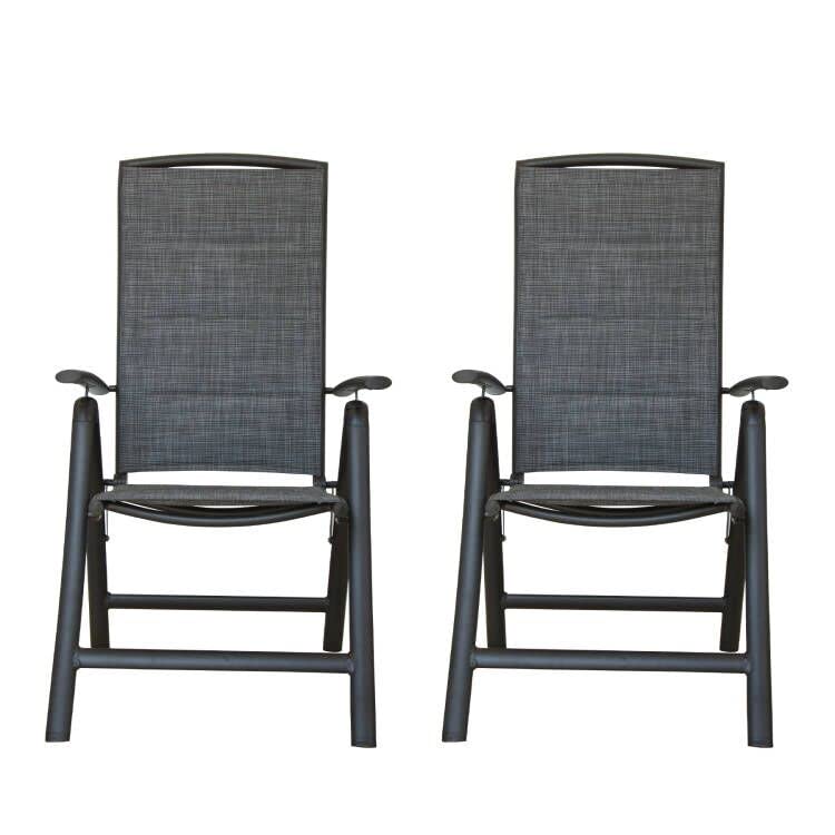 Domi Folding Patio Chairs Set of 2, Aluminium Frame Reclining Sling Lawn Chairs with Adjustable High Backrest, Patio Dining Chairs for Outdoor,Porch,Balcony (Double-Layered Textilene Fabric)