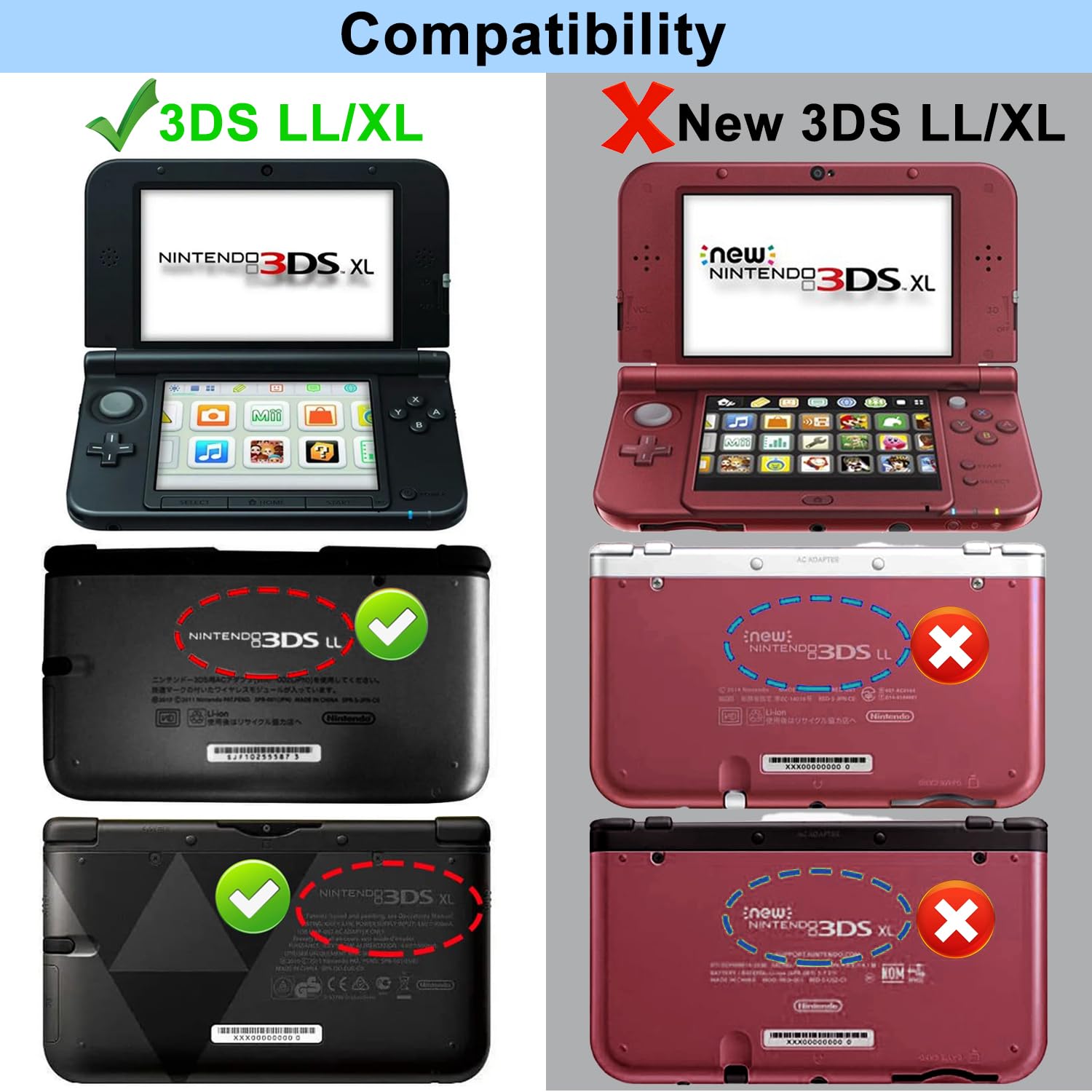 OSTENT Full Housing Shell Case Cover Replacement for Nintendo 3DS XL 3DS LL - Color Red