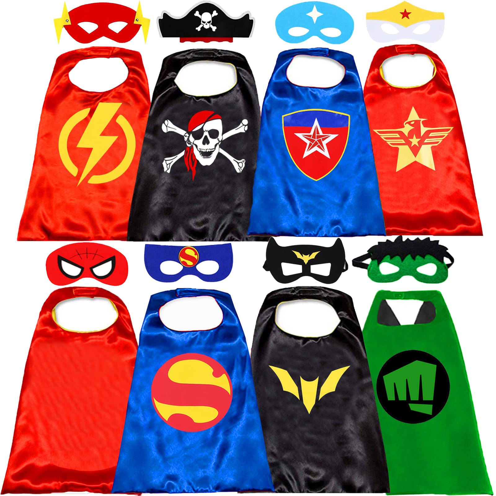 Superhero Capes and Masks for Halloween Cosplay Double Side Toy For Kids Best Gifts Yellow