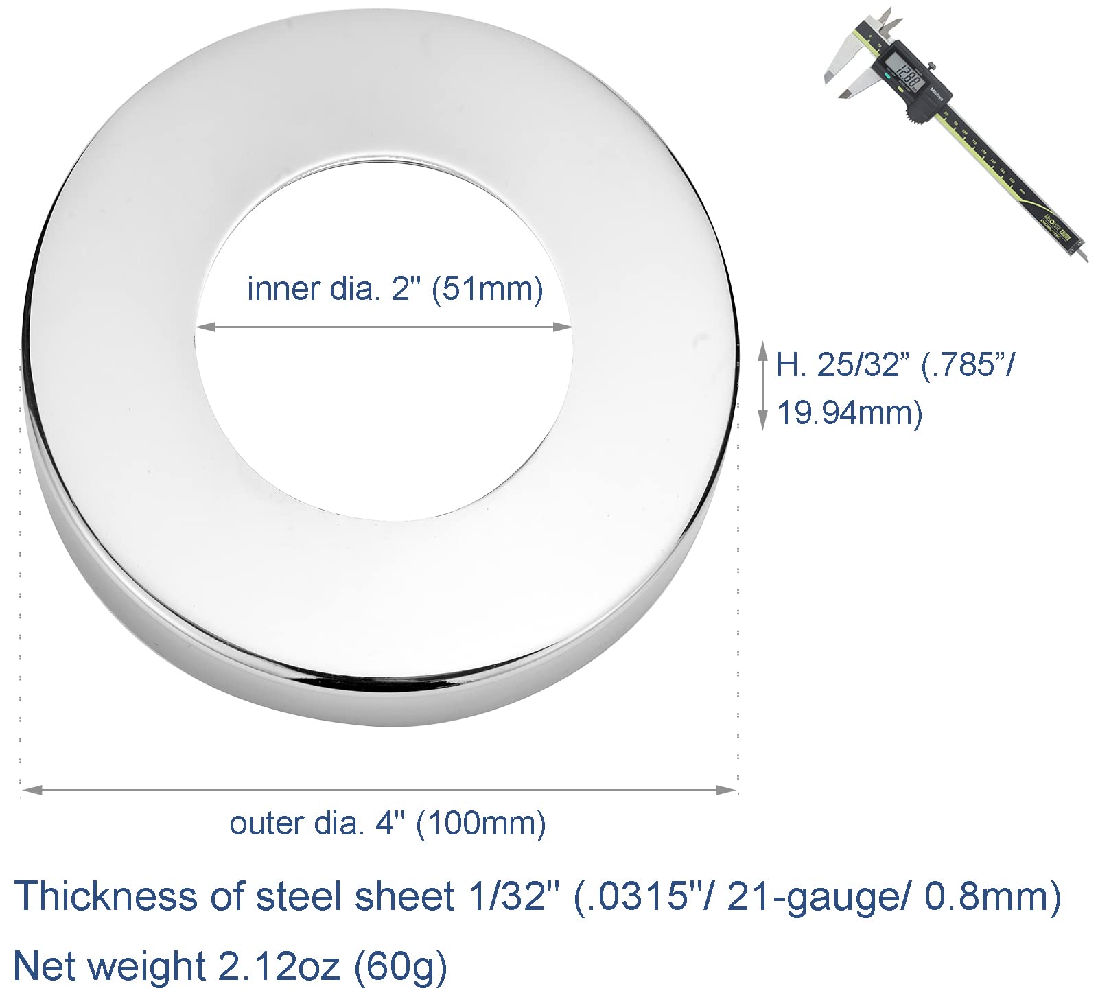 EESC2Y 4-PCs 2" I.D. Pool Ladder Escutcheon Plates, Pool Ladder Rings for 1.9" Inground Pool& Spa Ladder Handrail Tubing- Made of Thickened 304 Stainless Steel