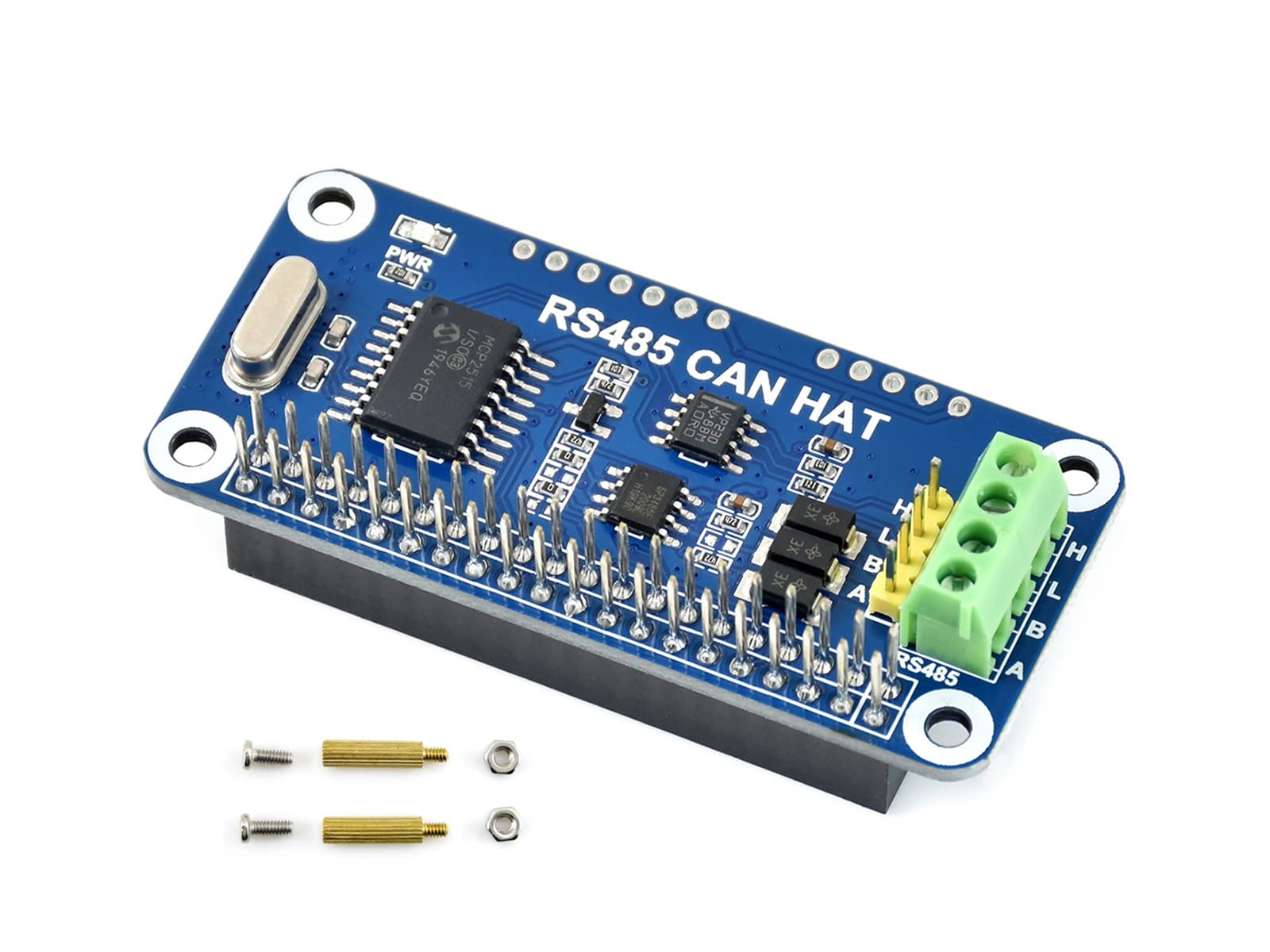RS485 CAN HAT for Raspberry Pi 4 3/2/1 Model B B+ A+, Onboard CAN Controller MCP2515 via SPI Interface, Transceiver SN65HVD230 and SP3485, Allow Long-Distance Communication via RS485/CAN Function