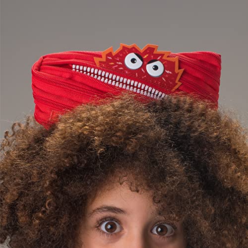 ZIPIT Monster Pencil Case for Kids | Pencil Pouch for School, College and Office | Pencil Bag for Boys & Girls (Red)