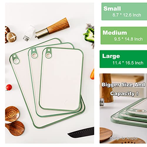 Cutting Board for Kitchen,Wheat Straw Cutting Board Set of 3,Easy Grip Handle,Thick Chopping Board for Meat,Veggy,Fruit,Food Cutting Tool Kitchen Cook Supplies,Strap Hole Easy Hanging,Dishwasher Safe