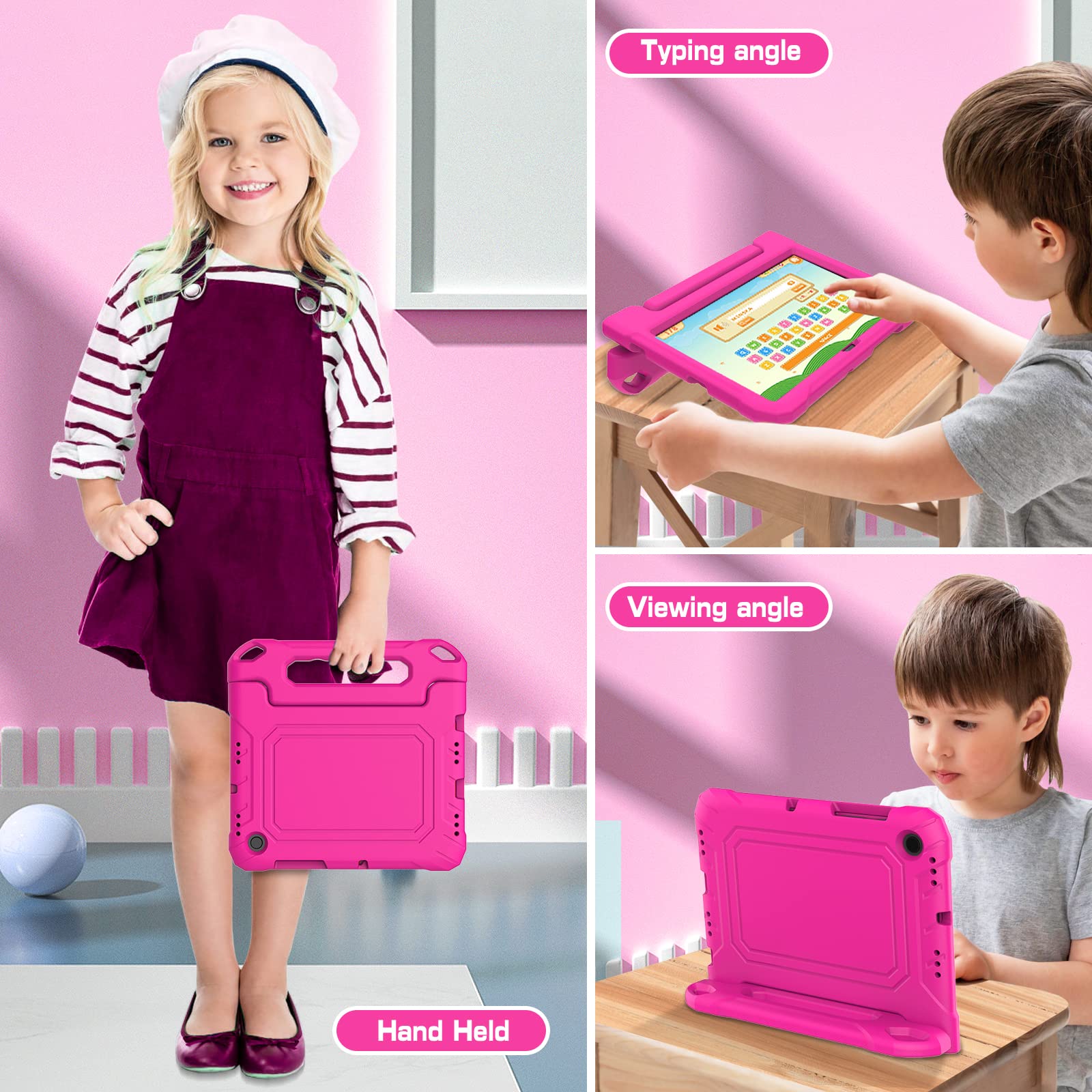 RTOBX Kids Case for Samsung Galaxy Tab A8 10.5 Inch 2022, Galaxy Tab A8 Case with Screen Protector, Shockproof Handle Stand Case for Samsung Galaxy Tab A8 10.5β 2022 (SM-X200/SM-X205/SM-X207), Pink