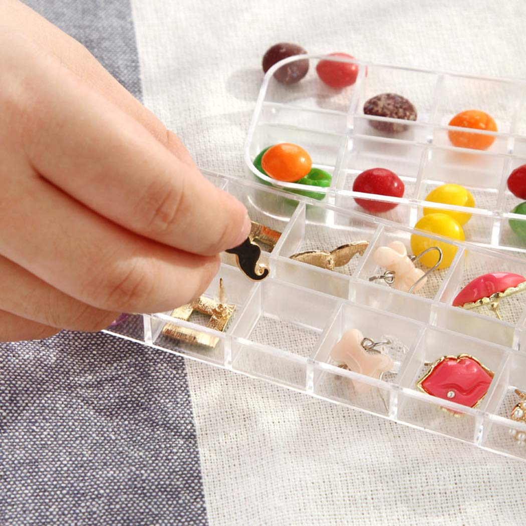 Lonkiktik 12 Grids Separated Cap Clear Empty Container Storage Case Box For Nail Rhinestones beads Organizer