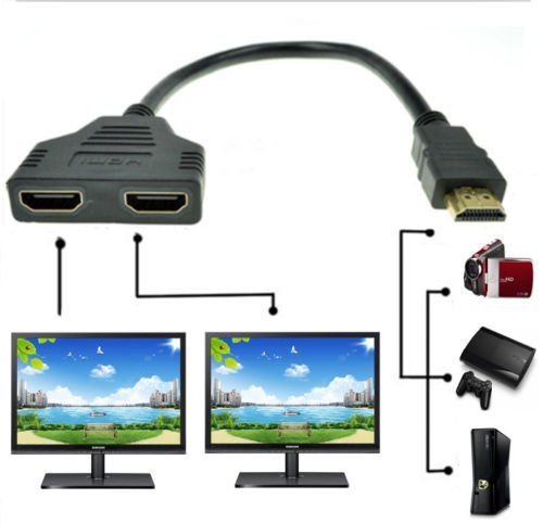 CHENDUOMI 1080P HDMI Switch Male to 2 HDMI Female 1 in 2 Out Splitter Black Cable Adapter Converter