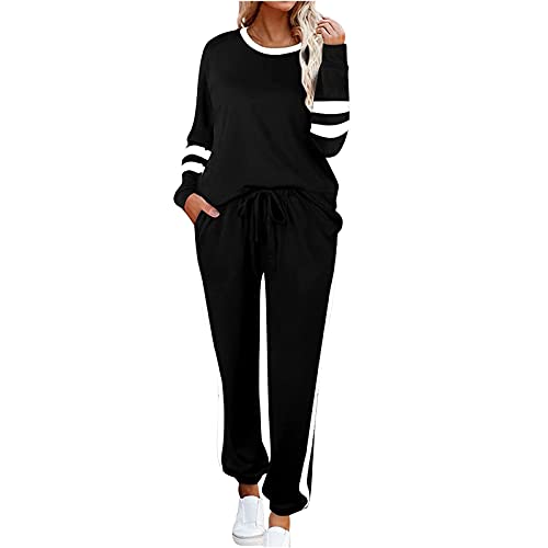 FZYLQY Lounge Sets for Women Sweatsuits Sets Two Piece Outfits Long Sleeve Pullover Matching Pants Workout Athletic Tracksuit Summer Outfits for Women