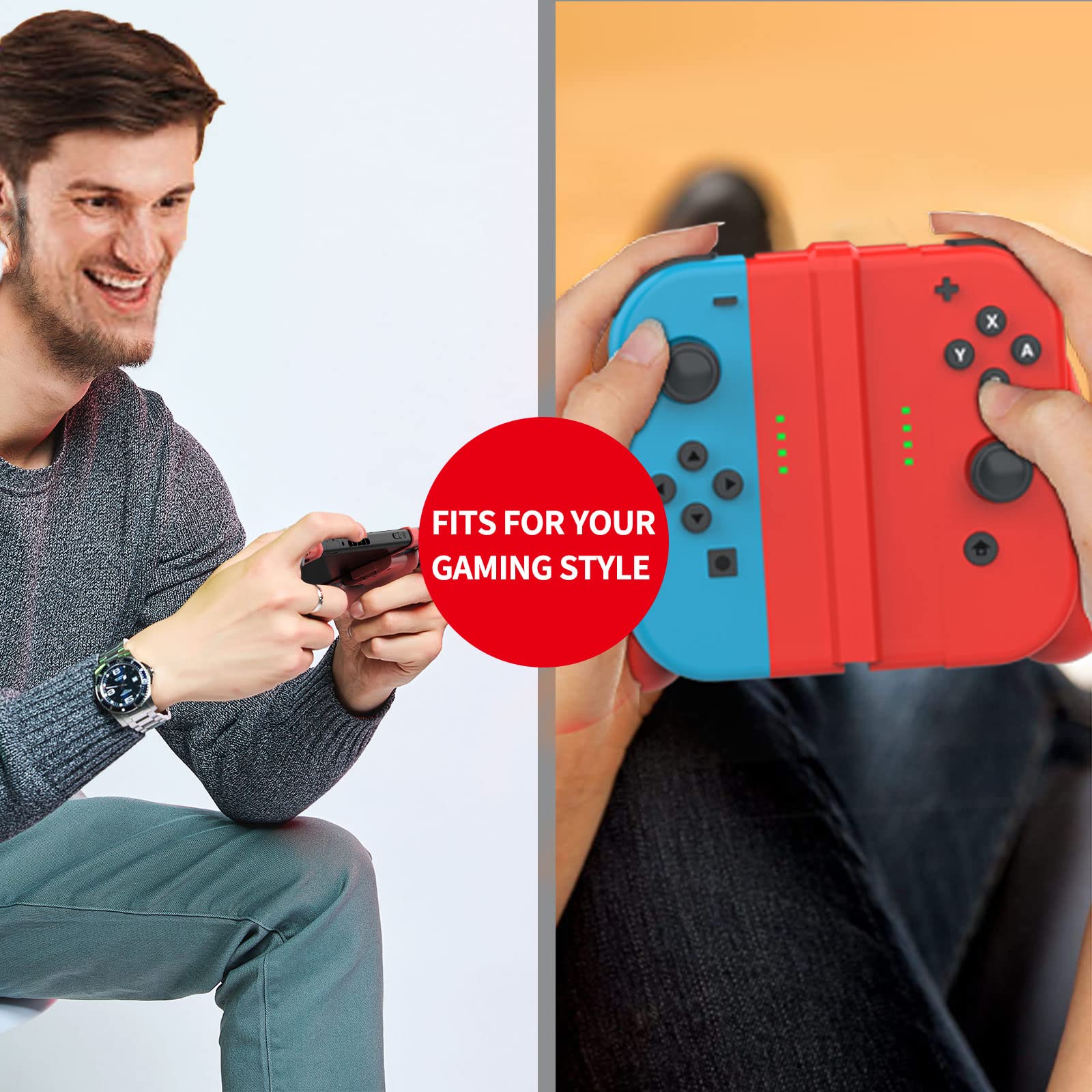 Switch Joycons Detchable Grip Compatible with Nintendo Switch/Switch OLED JoyCons Controllers,Nintendo switch accessories-Red