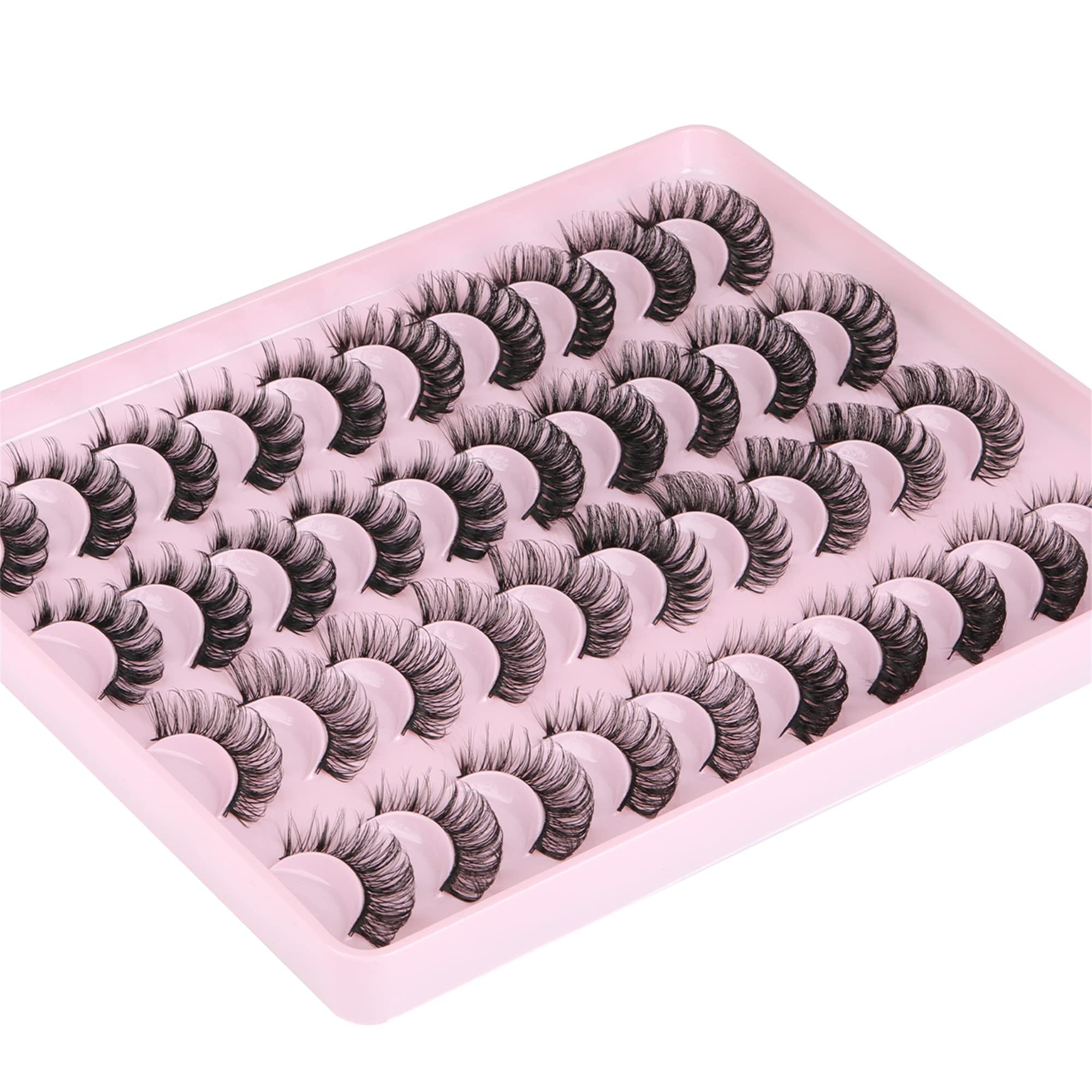 Ruairie False Eyelashes Natural Look Fluffy Wispy False Lashes Pack 20 Pairs 4 Styles Natural Lashes Russian Strip Lashes D Curl Cat Eye Fake Eyelashes Bulk