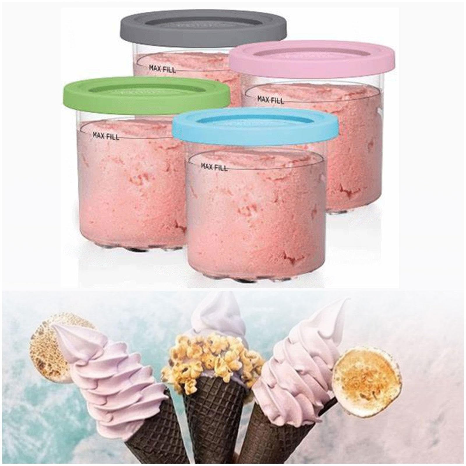 Creami Pints and Lids - 4 Pack, for Ninja Creamy Pints, Creami Deluxe Pints Safe and Leak Proof for NC301 NC300 NC299AM Series Ice Cream Maker