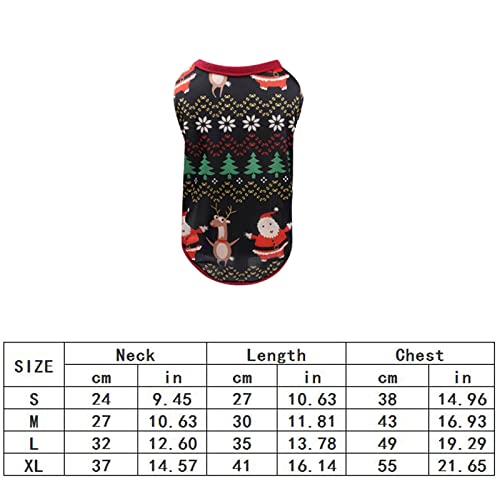 HonpraD Christmas Red Creative Christmas Pet Clothes Christmas Polyester Vest Series Christmas Print Matching Pet Dog Clothes XXS and Retractable Leash Set (Black, M)